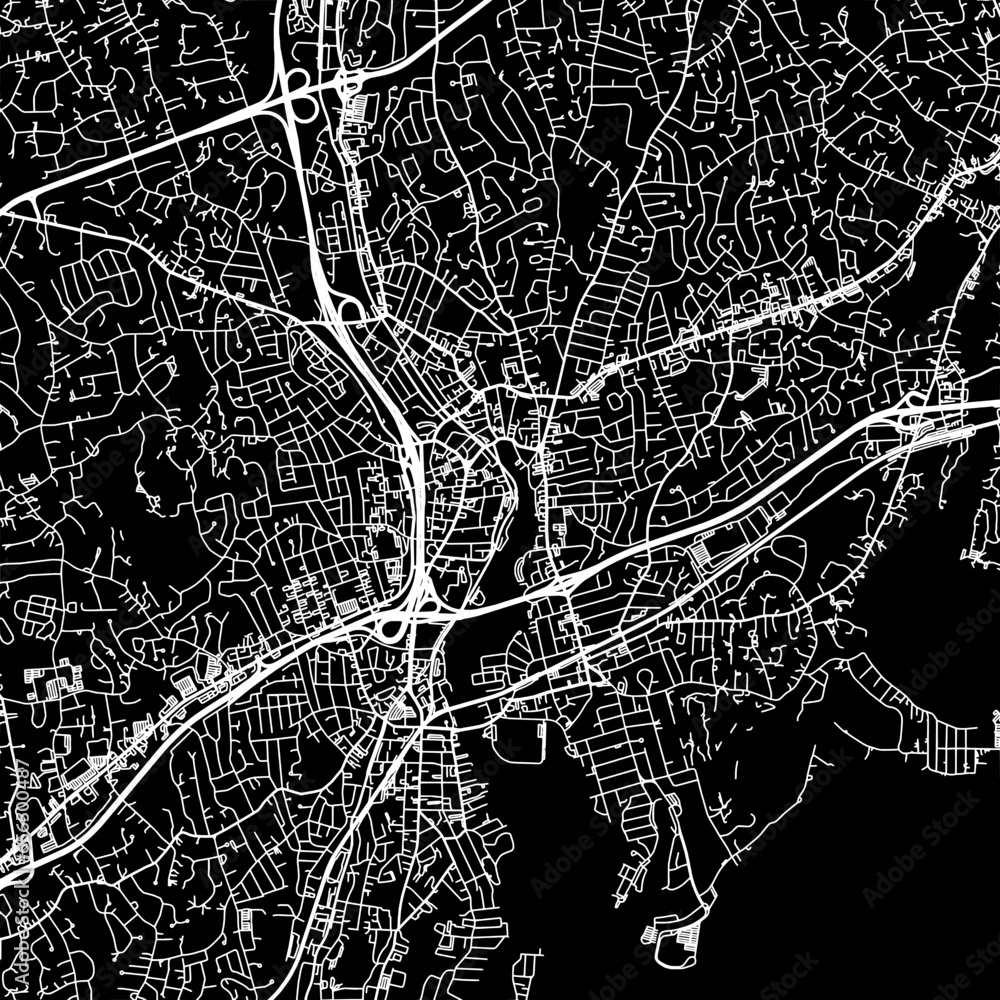 1:1 square aspect ratio vector road map of the city of Norwalk ...