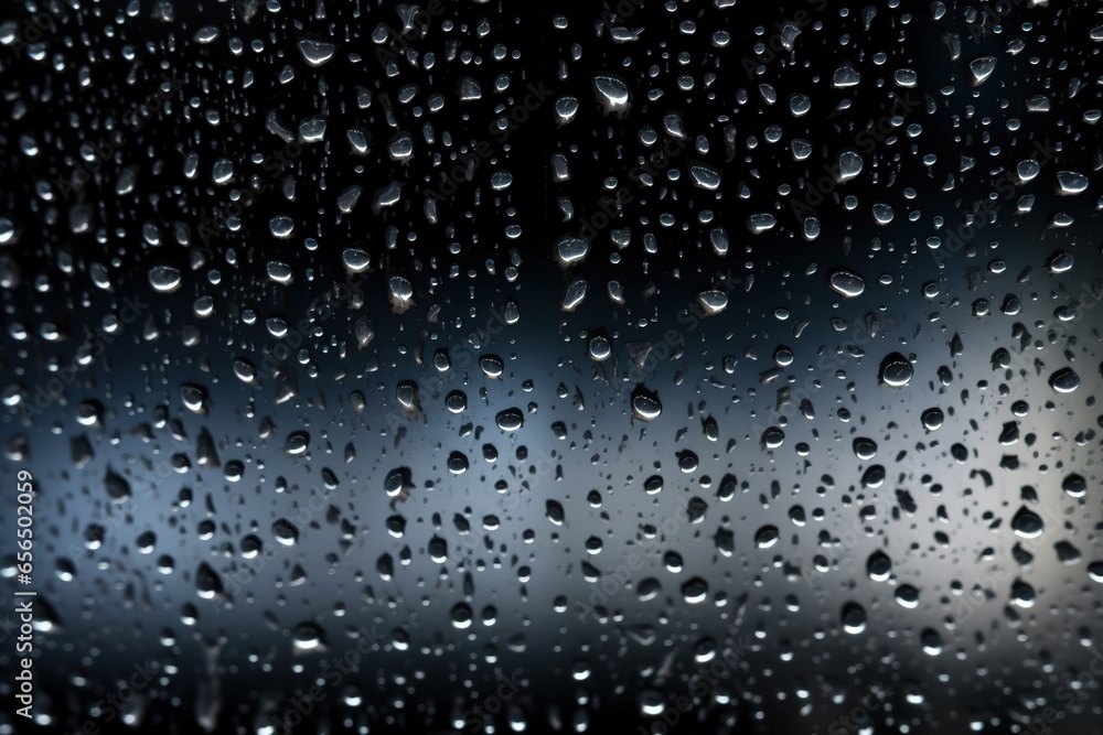 Regentropfen auf der Fensterscheibe. Nasses Fenster bei Regen. Unwetter ...