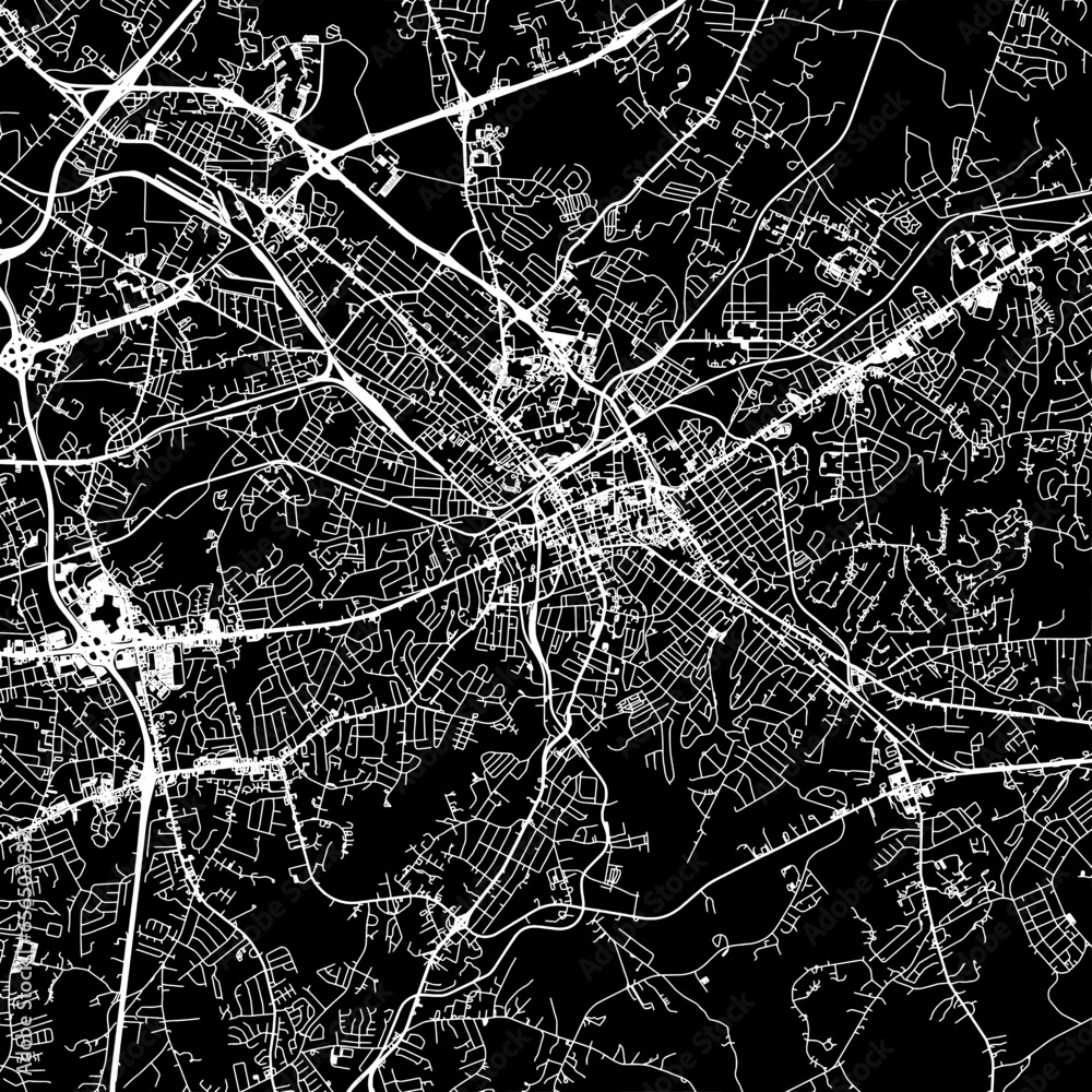 1:1 square aspect ratio vector road map of the city of Spartanburg ...