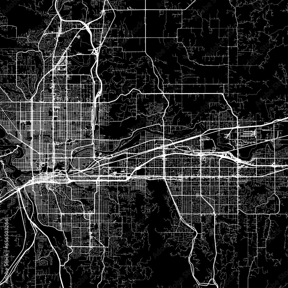 1:1 square aspect ratio vector road map of the city of Spokane Metro ...