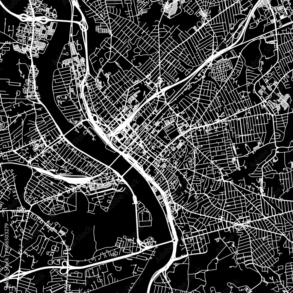 1:1 square aspect ratio vector road map of the city of Springfield ...
