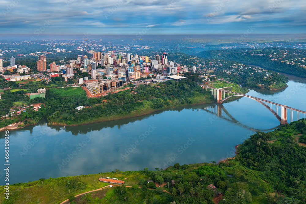 Photo & Art Print Aerial view of the Paraguayan city of Ciudad del Este ...