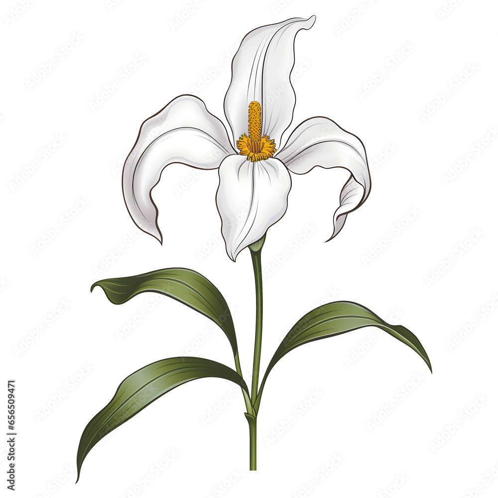 Cartoon clipart of a unique trillium, plant clipart, nature clipart ...