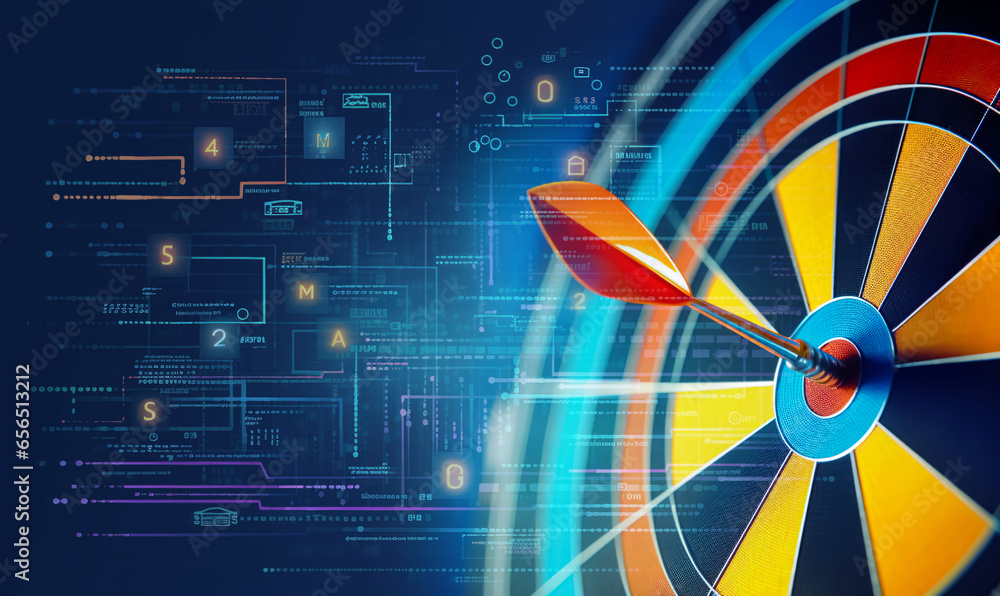 Set goal or business target concepts with arrow darts and bullseye ...