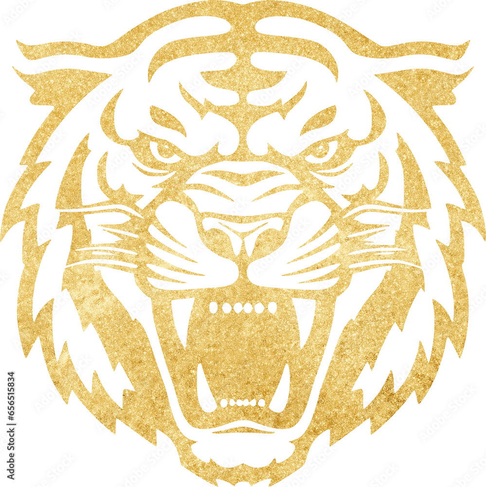 Gold glitter tiger head Stock Illustration | Adobe Stock