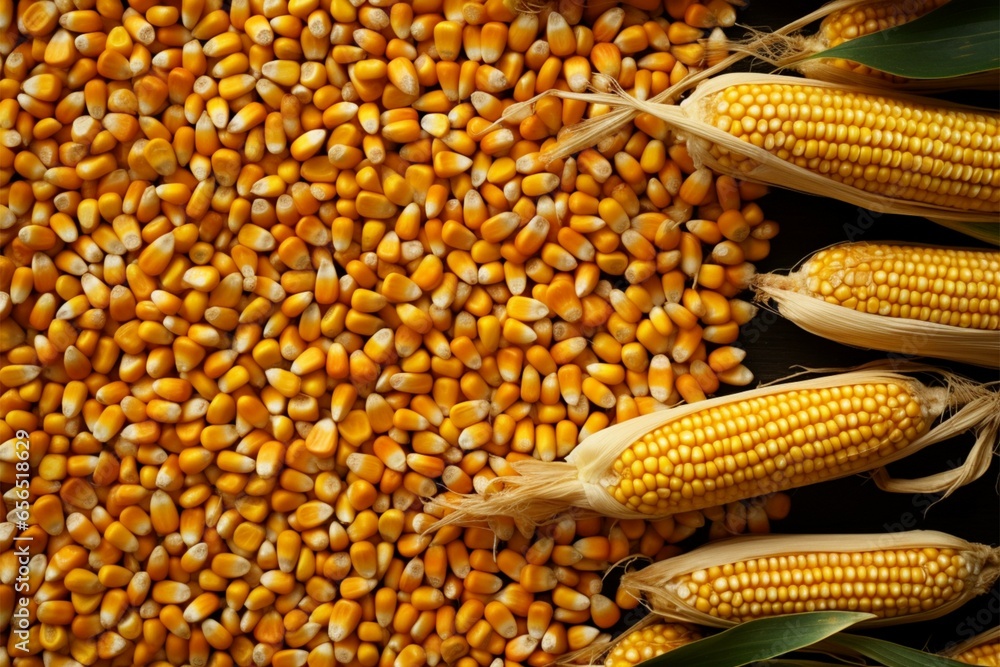 Frame of golden corn and seeds, offering room for your content Stock ...