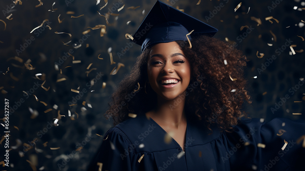 Attractive african graduation girl in graduation gown Stock Photo ...