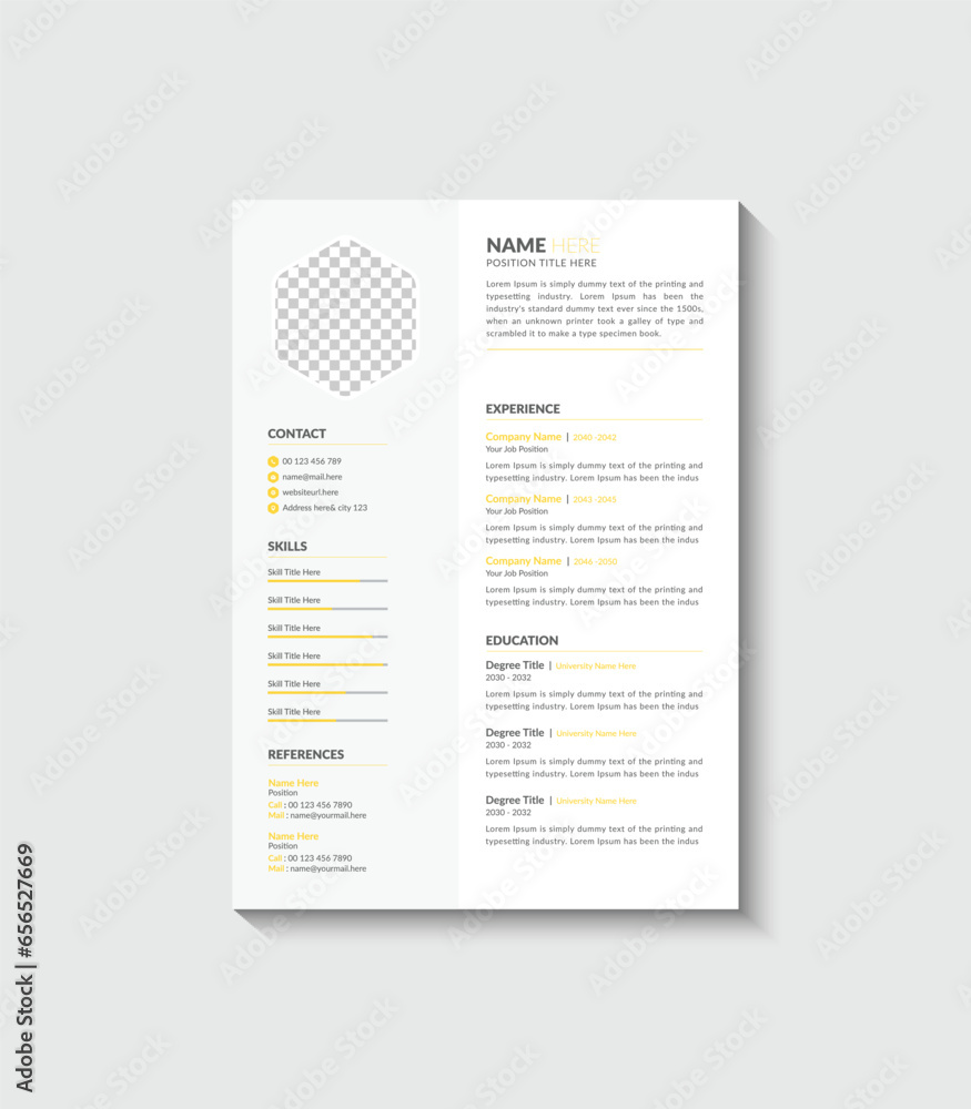 Free vector minimalist cv template with photo space Stock Vector ...