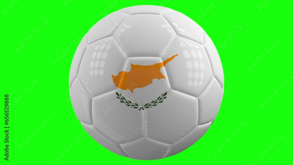 Very realistic isolated spinning soccer ball with the flag of Cyprus on ...