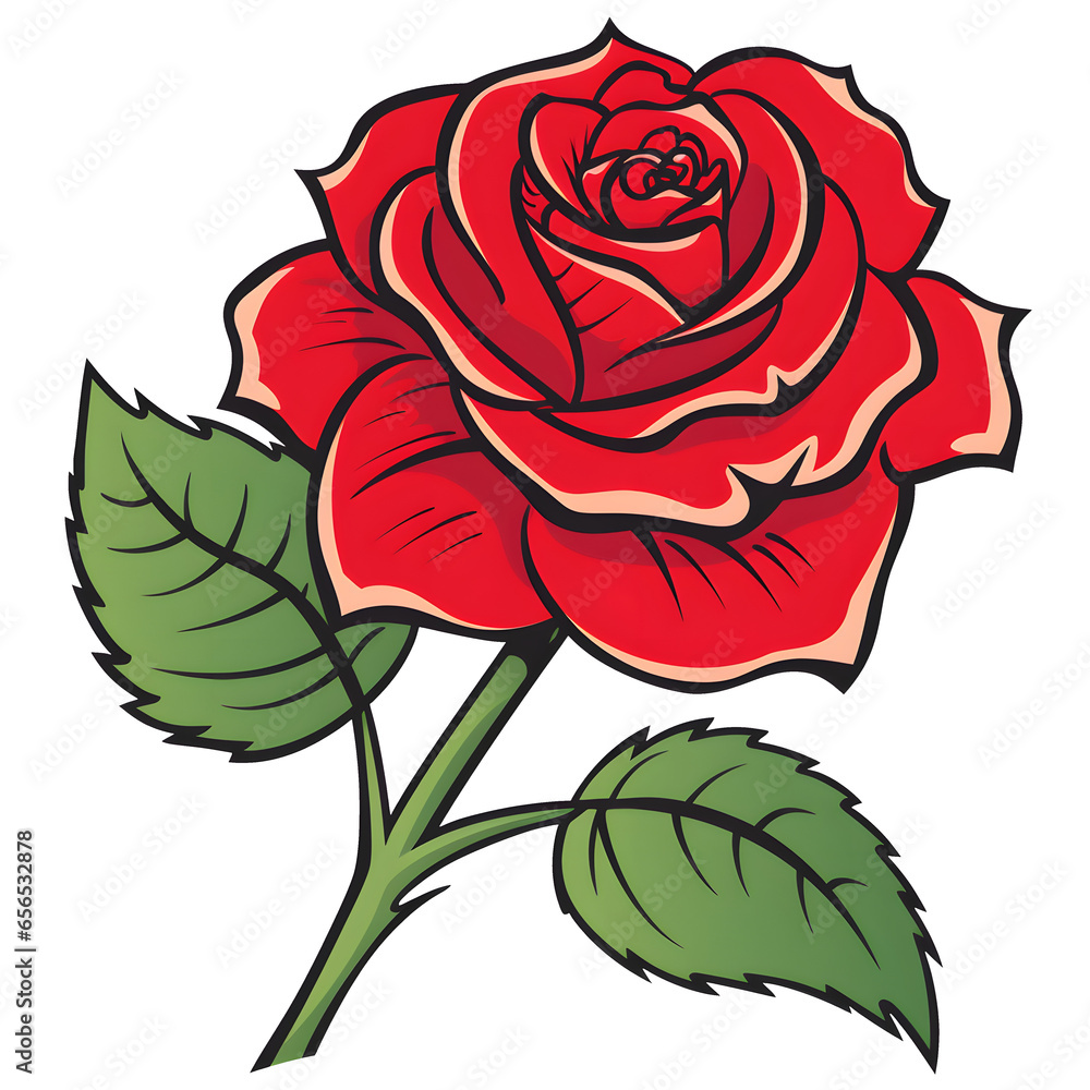 Cartoon clipart of a blooming rose, plant clipart, nature clipart ...