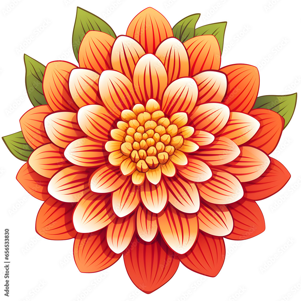 Cartoon clipart of a colorful dahlia, plant clipart, nature clipart ...