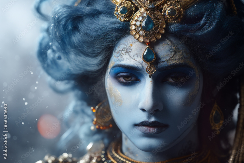 Culture and religious, states of mind concept. Lord Hindu god Krishna ...