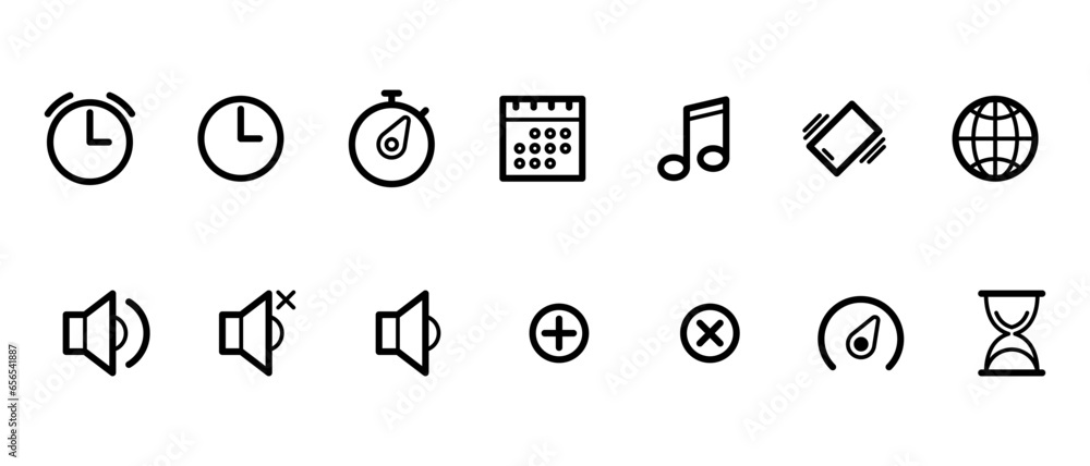 Time And Clock Icons Watch Timer Date Current Time And Calendar Vector Icon Set Stock Vector