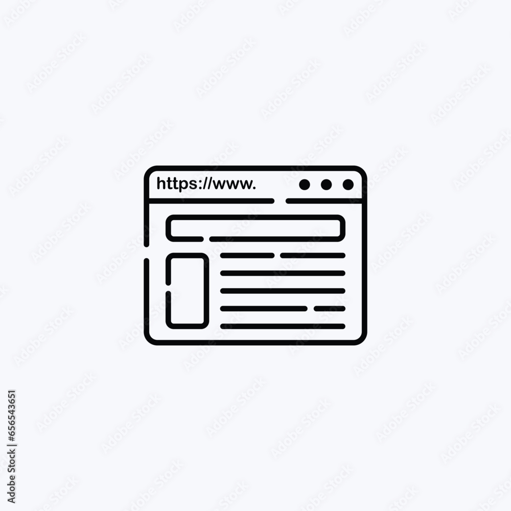 Modern Web Page Icon - Minimalist Website Interface Symbol for UI ...