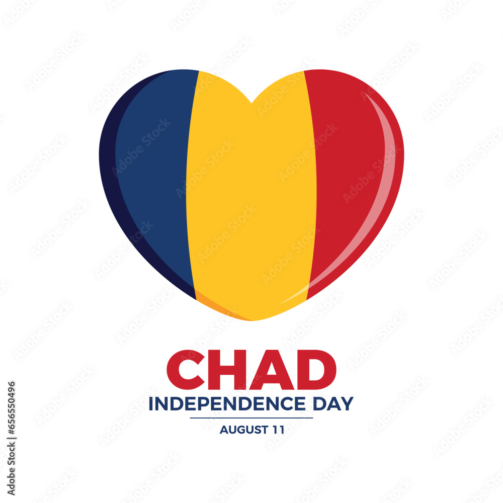 Chad Independence Day poster vector illustration. Flag of Chad in heart ...