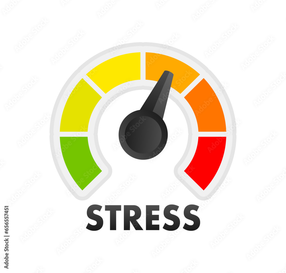 Stress Level Meter, measuring scale. Stress Level speedometer indicator ...