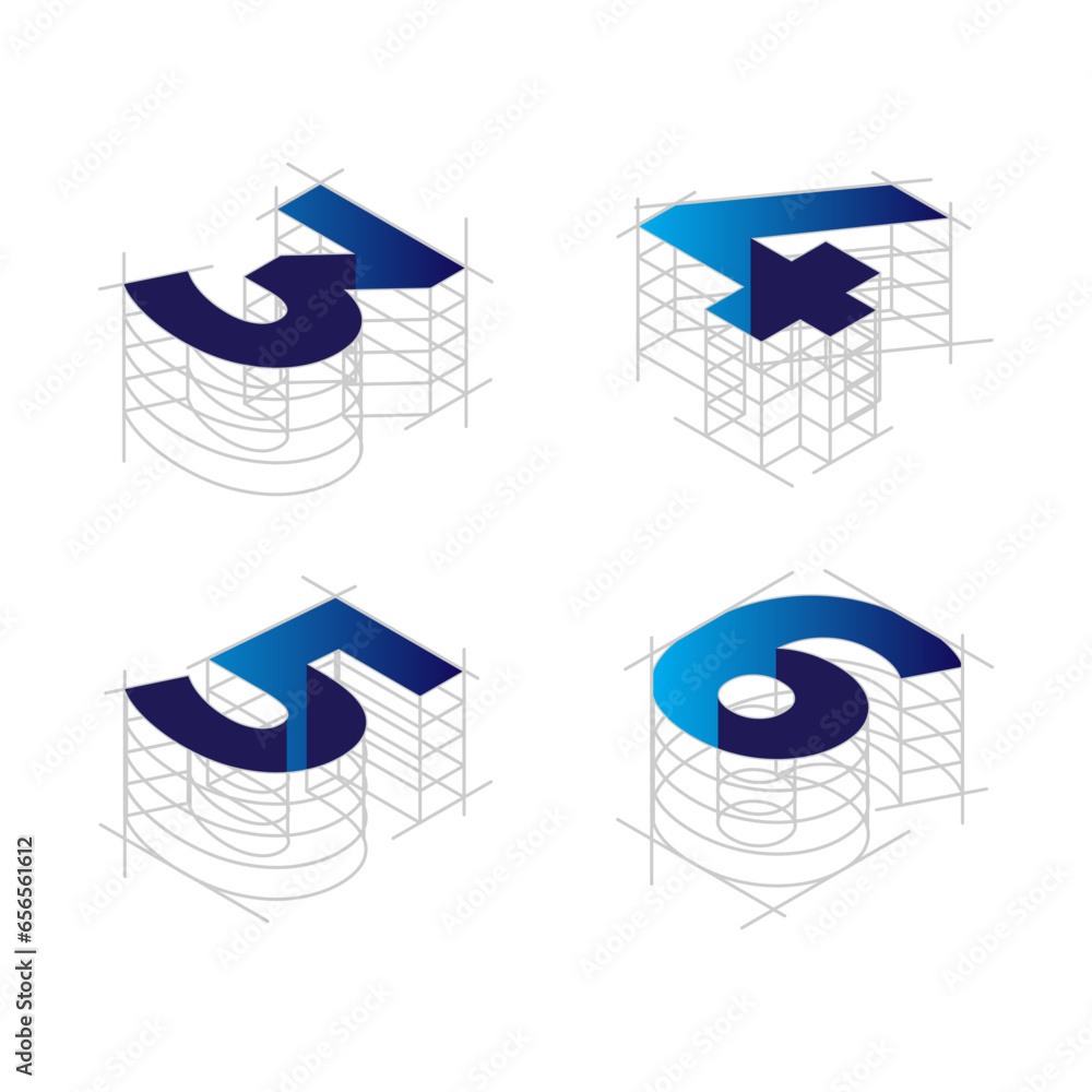 architecture style text, Isometric alphabet, numbers Abc uppercase ...