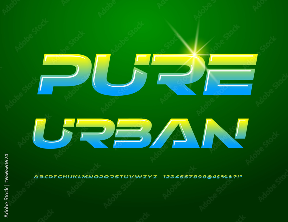 Vector eco template Pure Urban. Gradient color Font. Unique set of ...