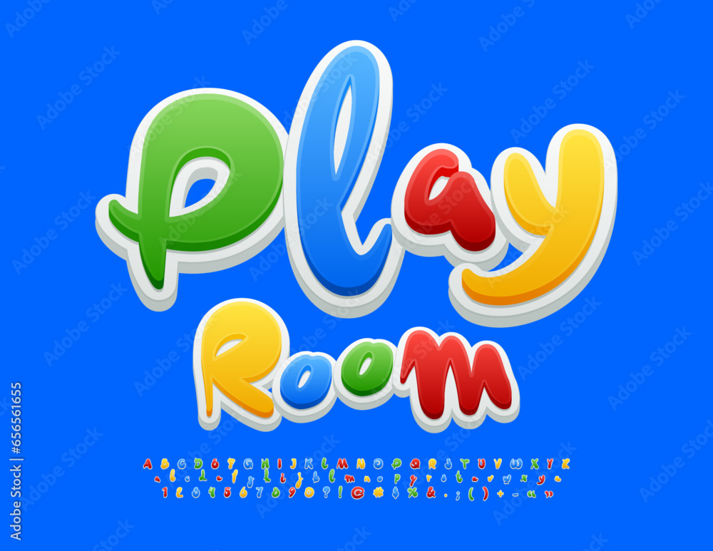 Vector cute banner Play Room with colorful Font. Creative Alphabet ...