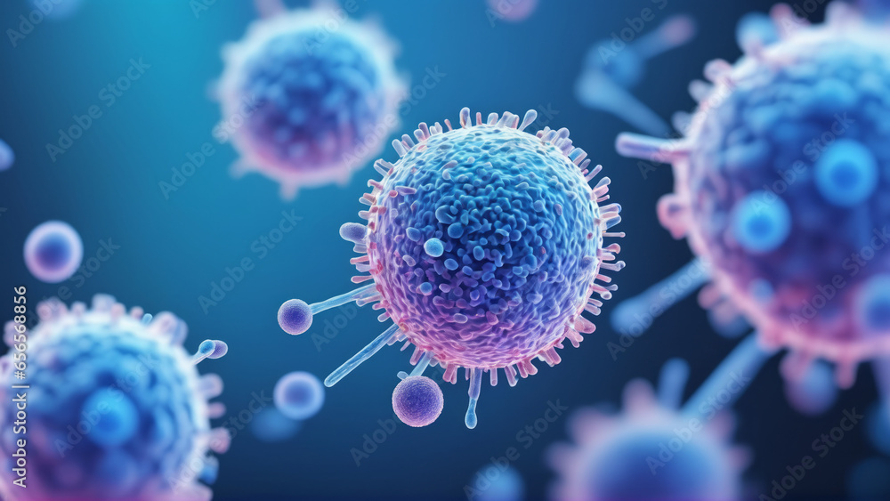 Bacteria or virus under the microscope. SEM. Scanning electron ...