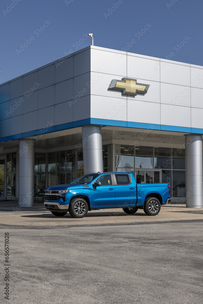Chevrolet Silverado 1500 display at a dealership. Chevy offers the ...