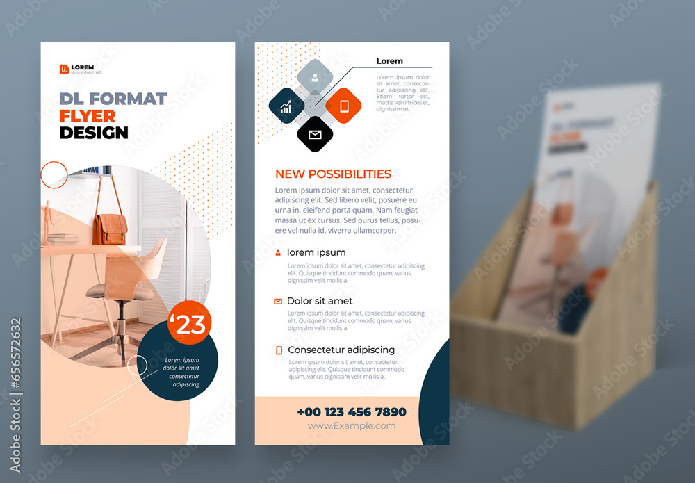 DL Flyer Layout with Color flat Circle Elements Stock Template | Adobe ...