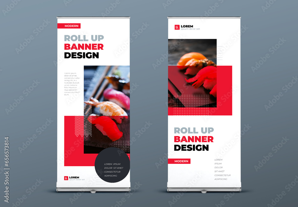 Business Retractable Banner Layout with Blue flat Circle Elements Stock ...