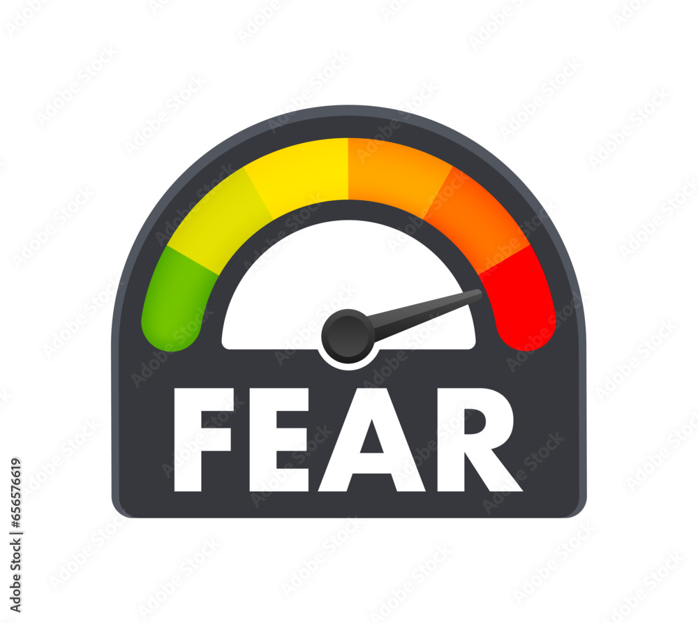 Fear Level Meter, measuring scale. Fear Level speedometer indicator ...