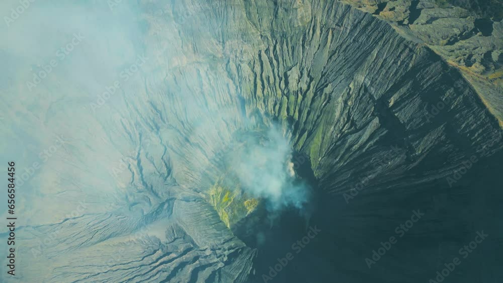 Dramatic view inside the crater and caldera of Mount Gunung Bromo an ...