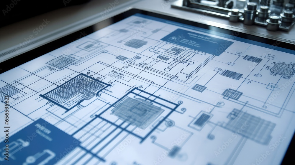 A wireframe of a digital interface, illustrating the initial structure and layout of a user ...