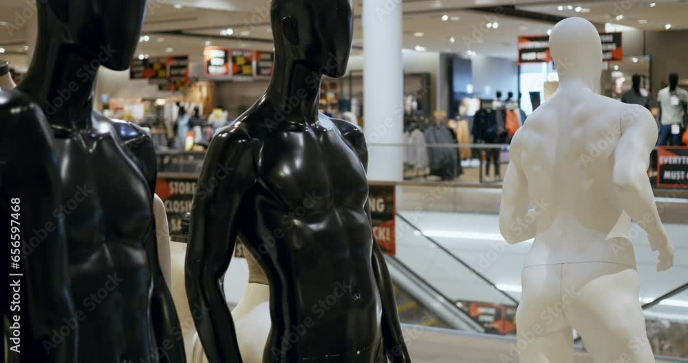 Features black and white male mannequins in diverse poses, primed for ...