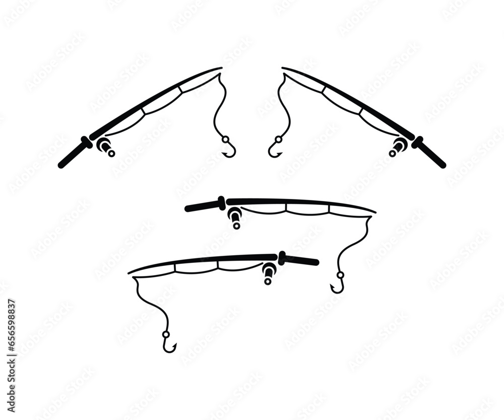 Fishing Rods crossed vector illustration Fishing Rod Reel Fisher Fish ...