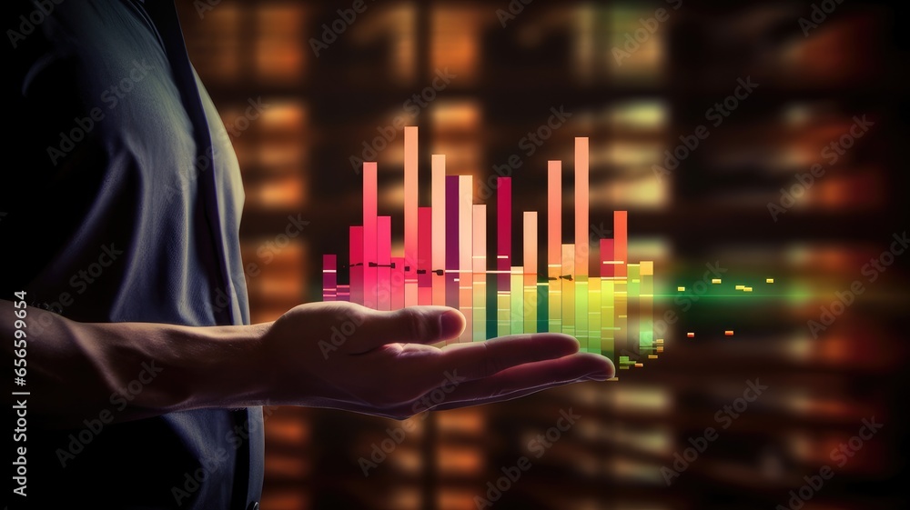 A person holding a graph chart showing trends and patterns ...