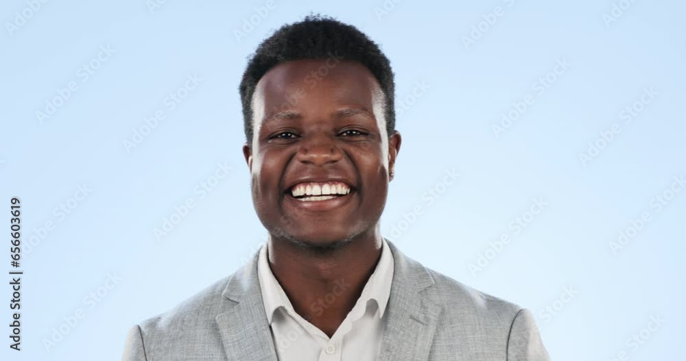 Thinking, solution and black man in studio with brainstorming, doubt or ...