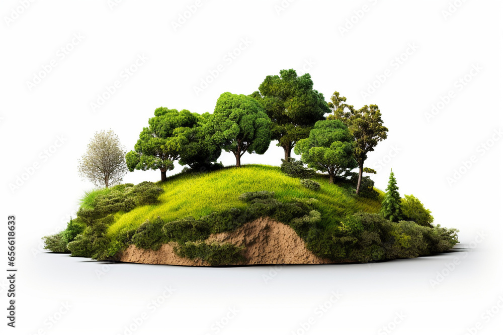 Land cut, Part of ground, island. Ecodesign of a piece of land with ...