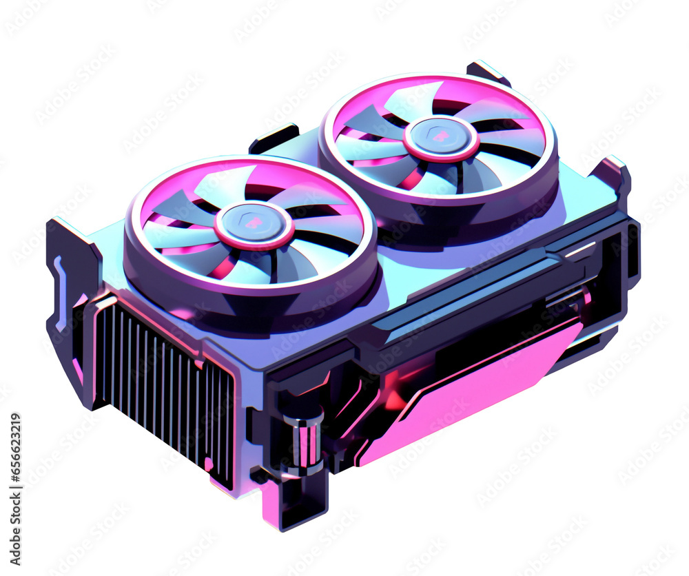 Neon Graphics card illustration isolated. Video card icon png. Powerful ...