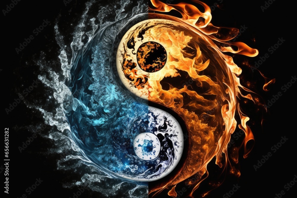 Yin and Yang in Fire. Fantasy fractal design Stock Illustration | Adobe ...