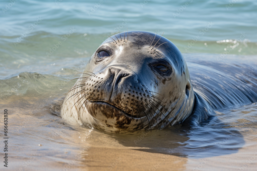 Hawaiian Monk Seal. Listed as endangered in IUCN Red List. Stock Photo | Adobe Stock