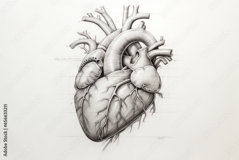 Pencil sketch for human heart in 2 point perspective Stock Photo ...