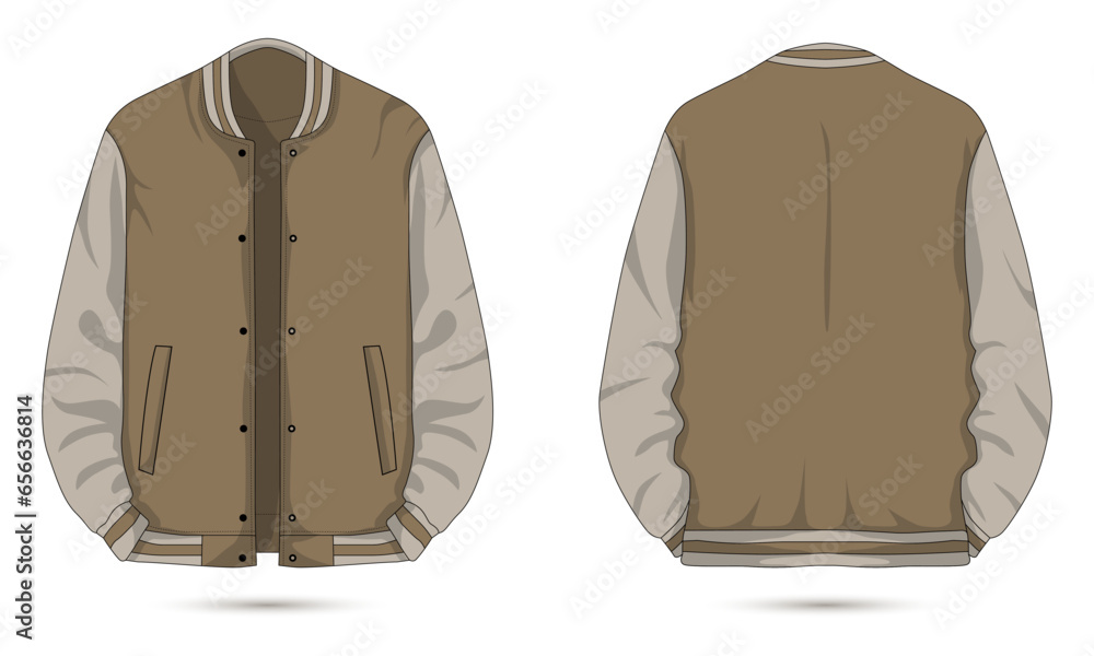 Poster Casual varsity jacket template front and back view – Tableau ...