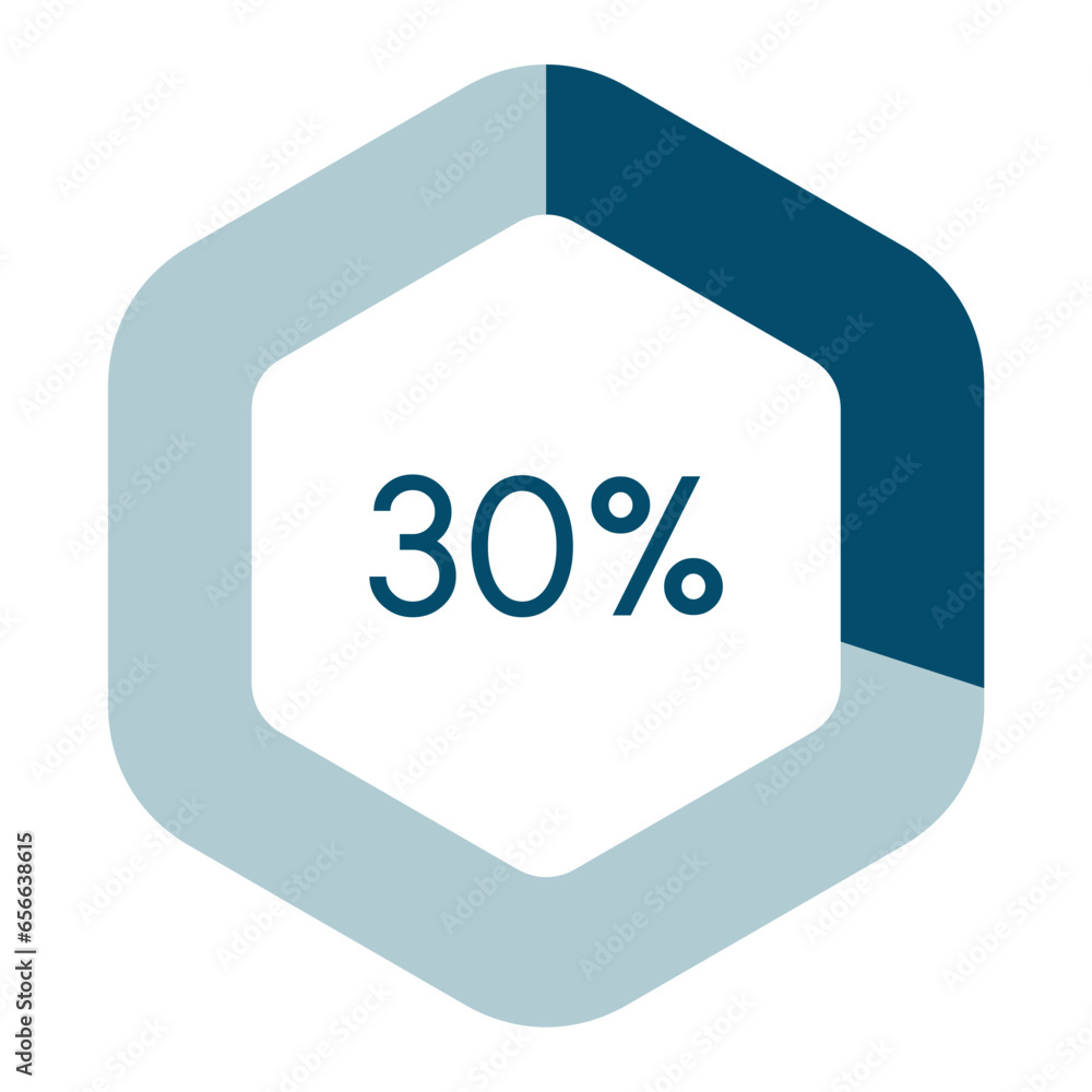 30 percent hexagon shape percentage diagram vector illustration ...