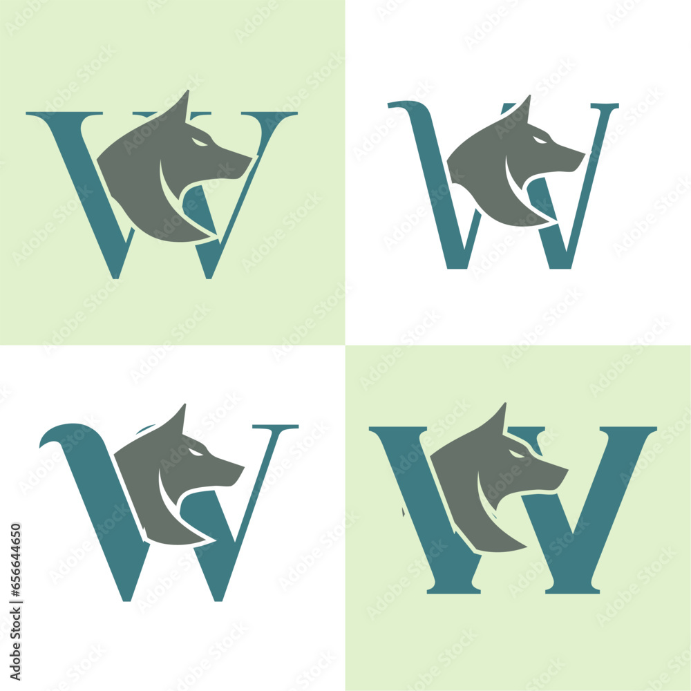Initials Logo Design Alphabet Letter W I Wolf Logo Design Concept Stock ...