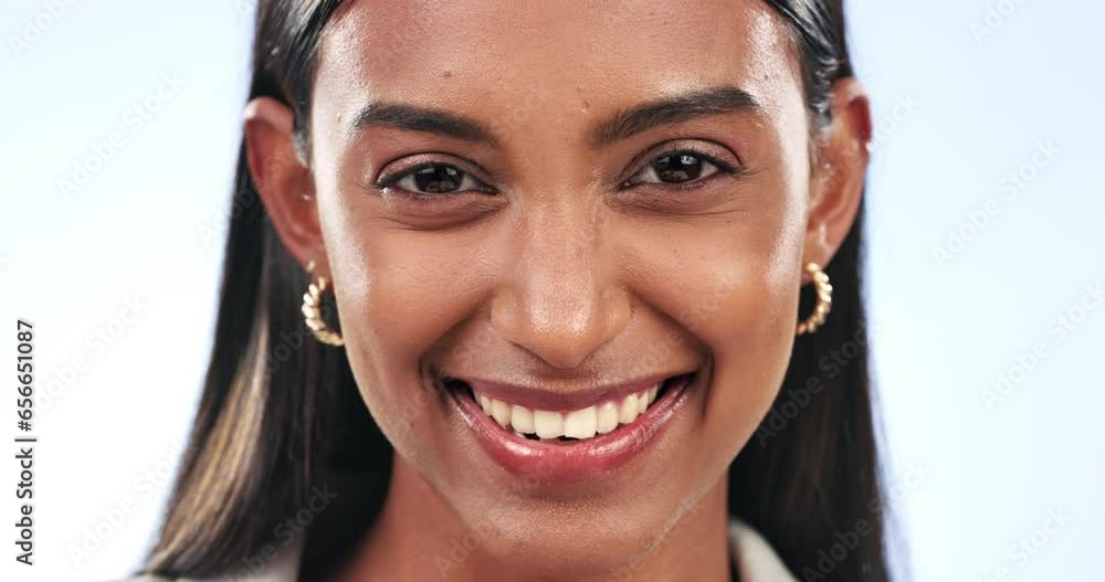 Flirting, face and woman blowing kiss in a studio for love, romantic or ...