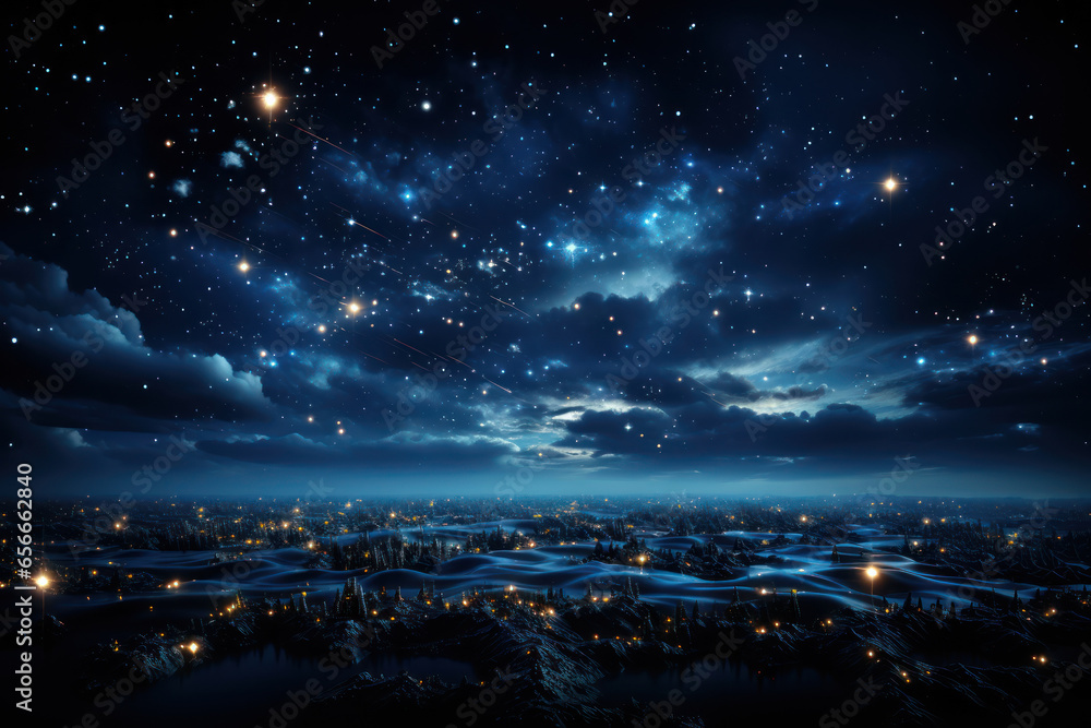 A serene, cloudless night sky filled with countless twinkling stars and ...