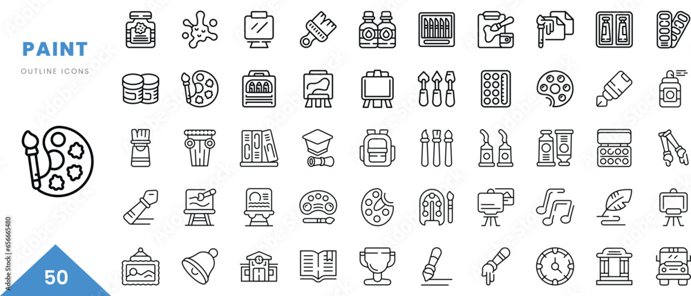 paint outline icon collection. Minimal linear icon pack. Vector ...
