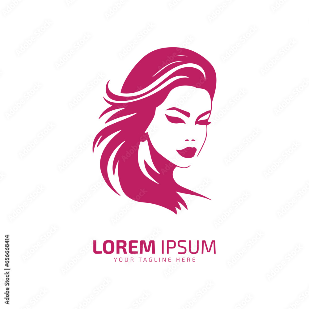 Minimal and abstract logo of lady vector girl icon woman silhouette ...