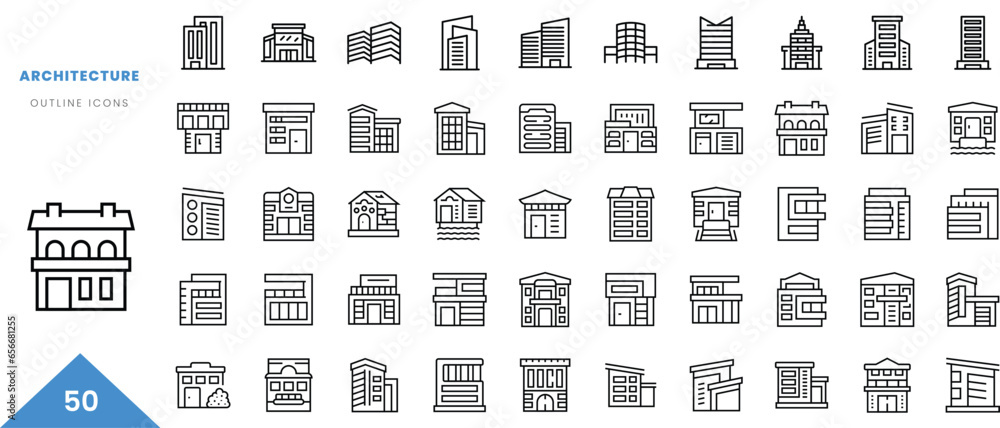 architecture outline icon collection. Minimal linear icon pack. Vector ...