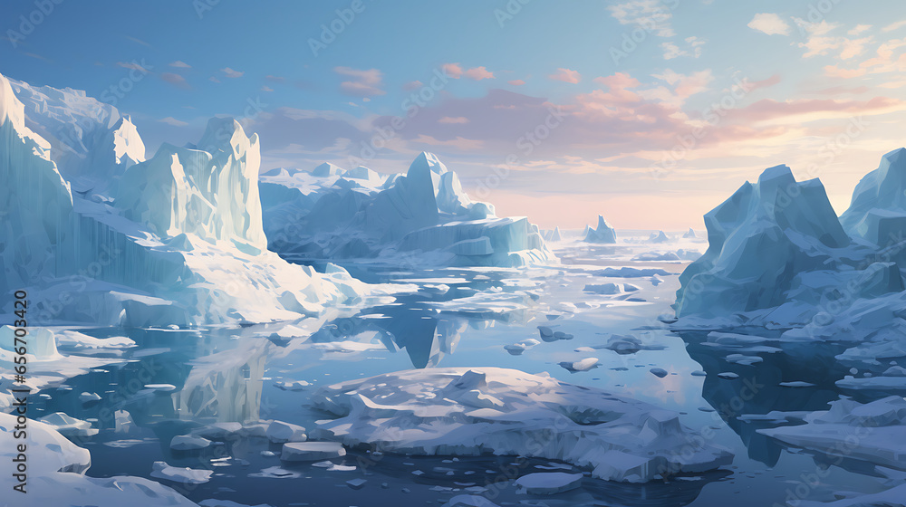 Witness a polar ice cap slowly melting, with chunks of ice breaking ...