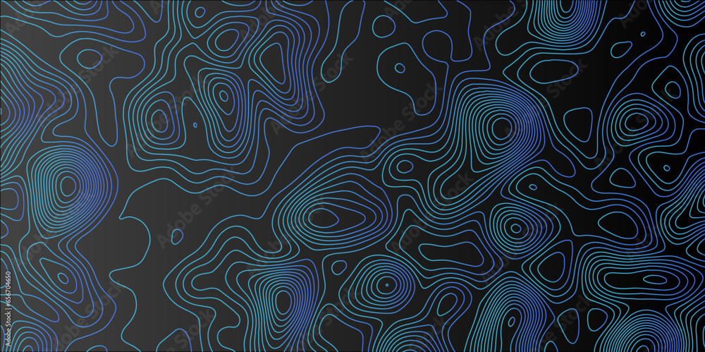 The stylized gradient color abstract topographic map with lines and ...