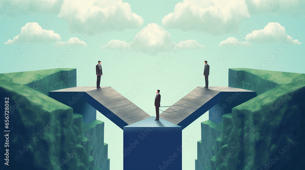 Business gap concept, businessman are connecting for matching to goals ...